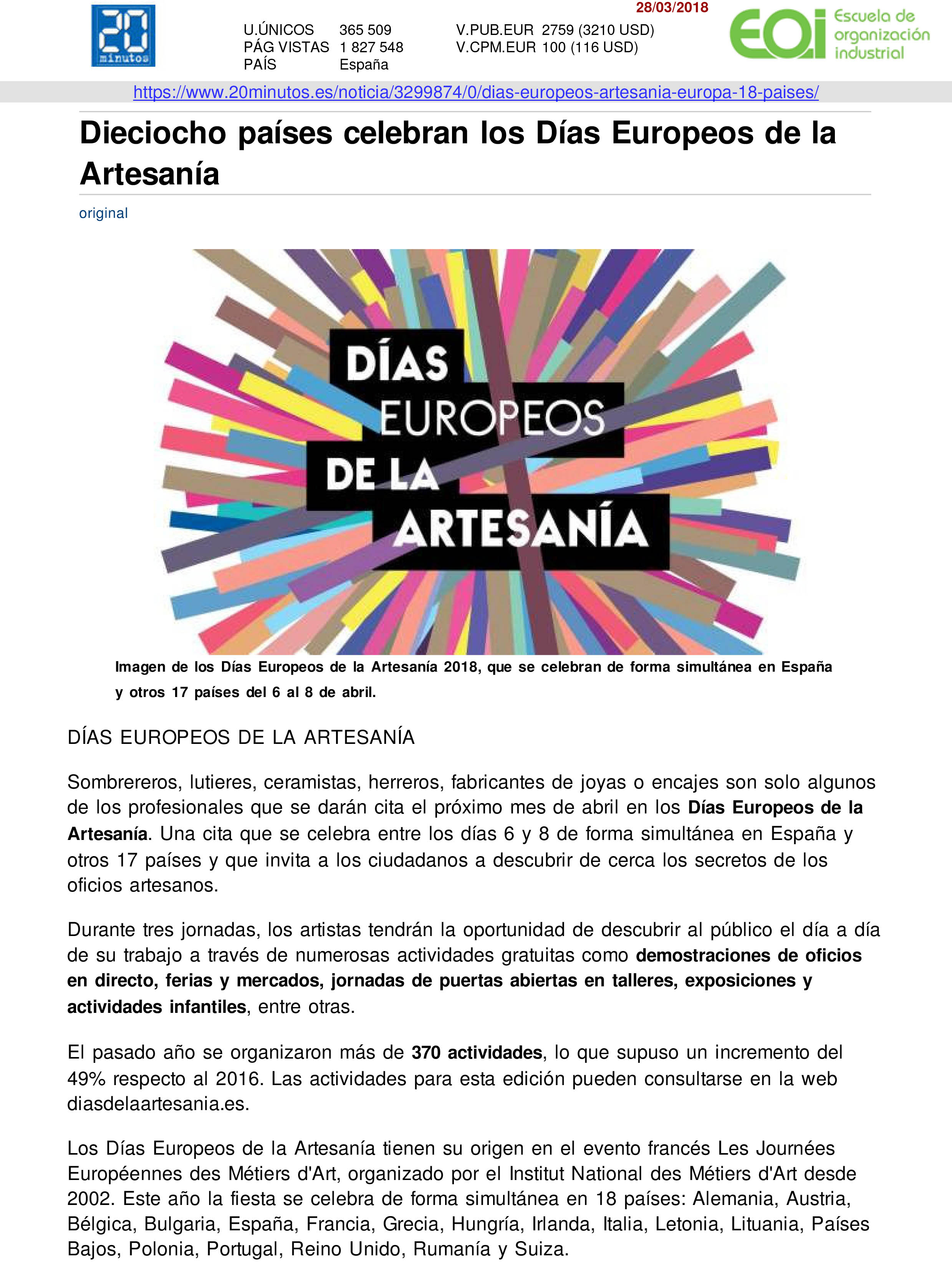 Dieciocho Países Celebran Los Días Europeos De La Artesanía Eoi