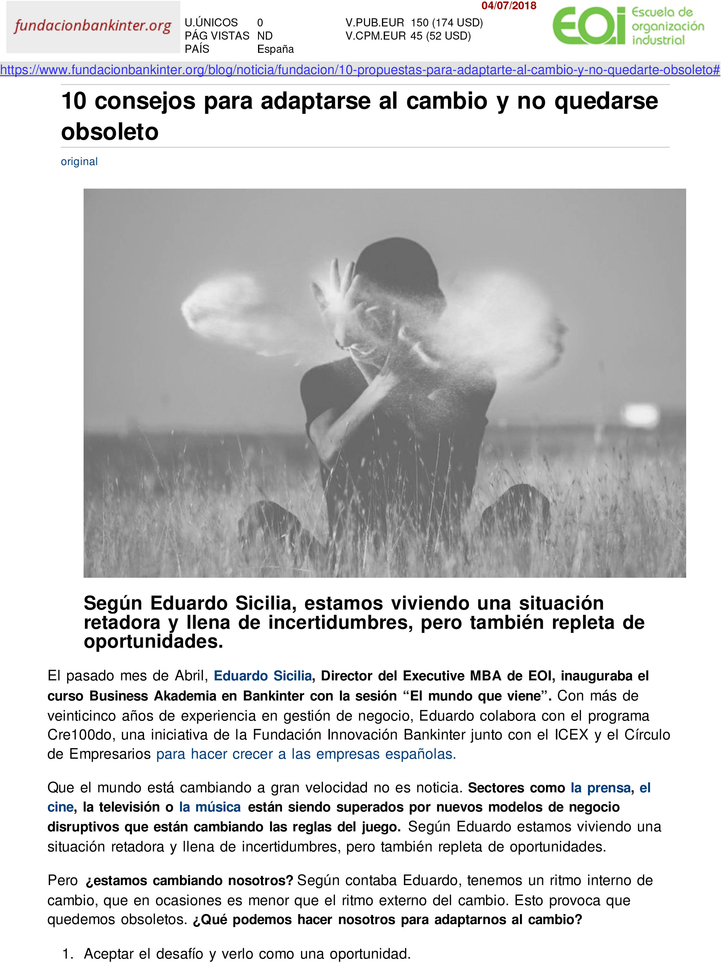 Diez consejos para adaptarse al cambio y no quedarse obsoleto | EOI